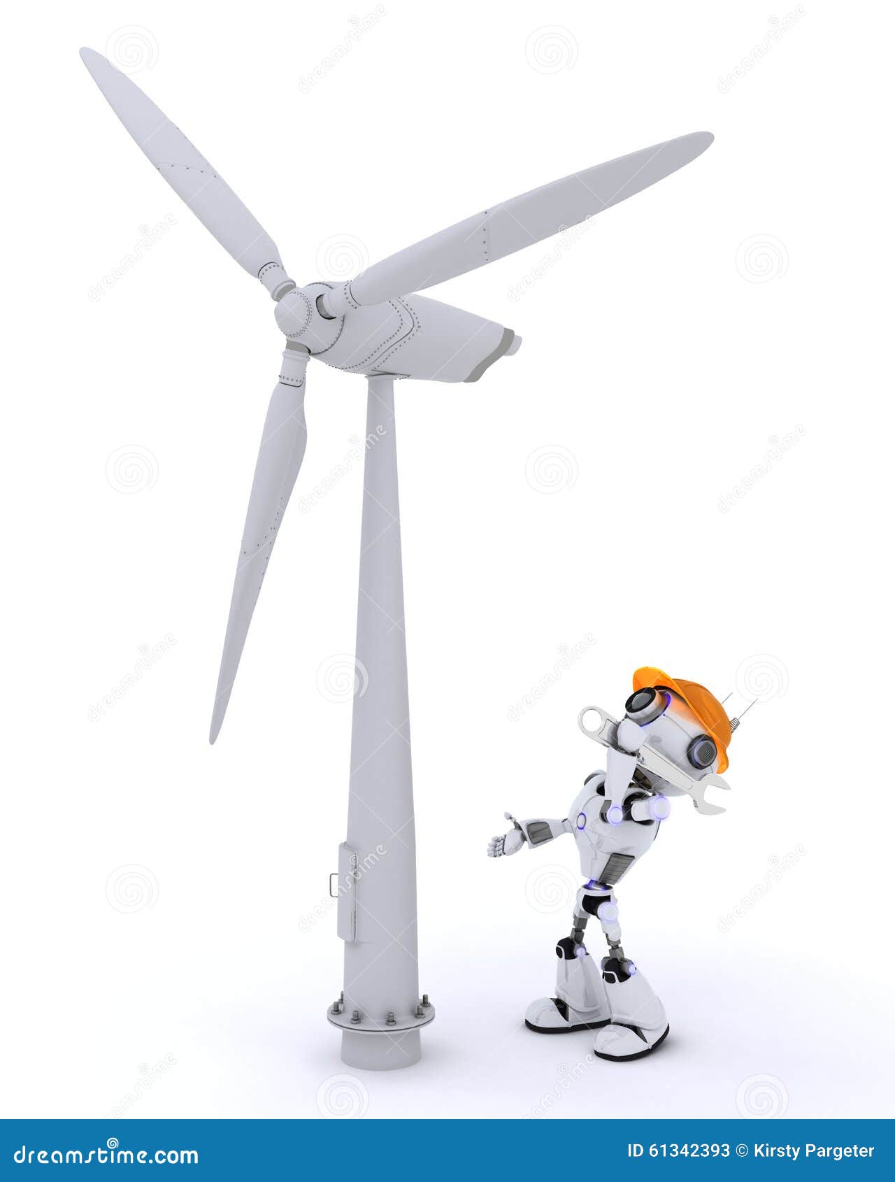 Robot with wind turbine stock illustration. Illustration of electricity ...