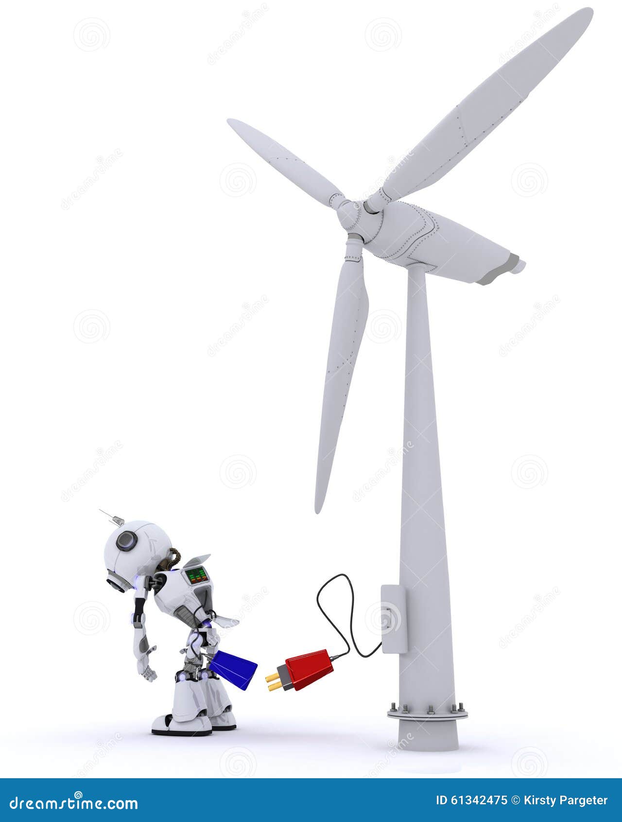 Robot with wind turbine stock illustration. Illustration of chrome ...
