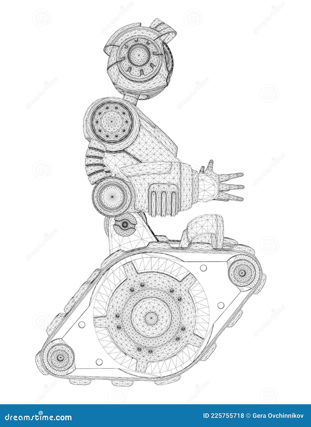 Robot Wireframe Isolated on White Background. Side View Stock Vector ...
