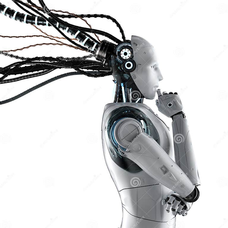 Robot with wires isolated stock illustration. Illustration of character ...