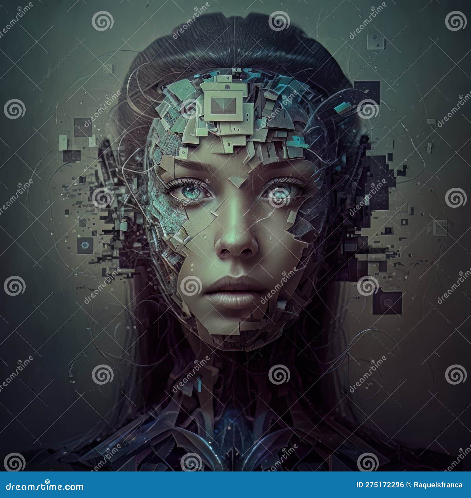 Robot Woman, Concept of Artificial Intelligence. Generative Ai Stock ...
