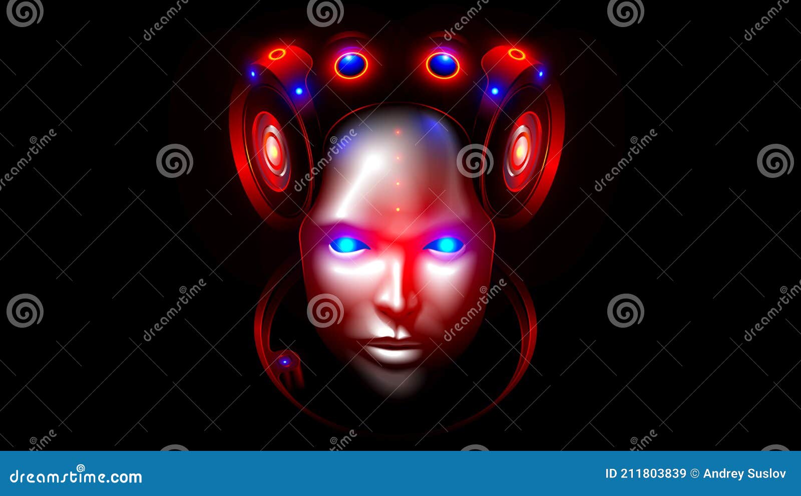 AI. Robot Woman Face or Head Front View. Artificial Intelligence ...
