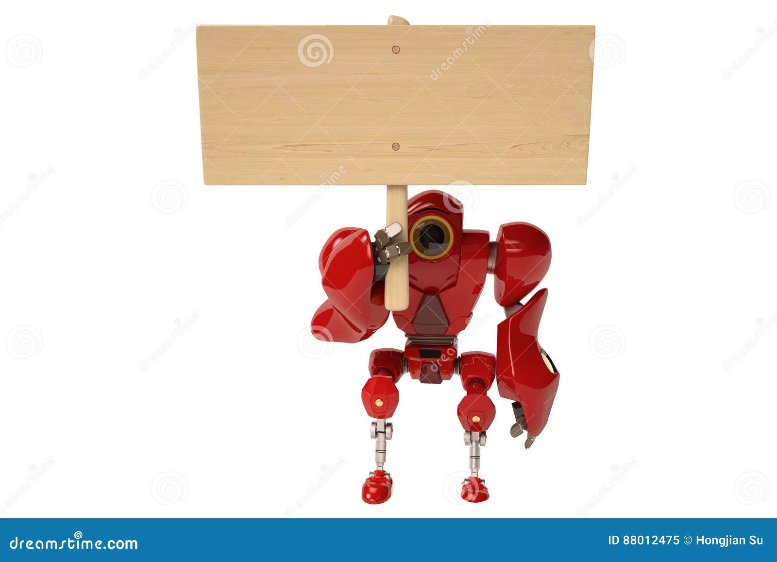 Robot and wooden sign stock illustration. Illustration of message ...