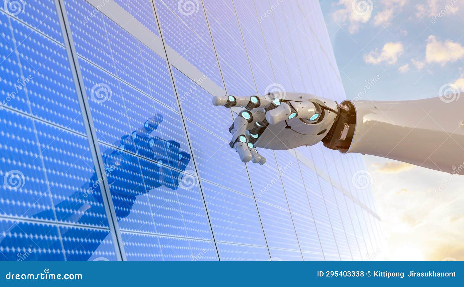 Robot Work with Solar Panels Stock Illustration - Illustration of blue ...