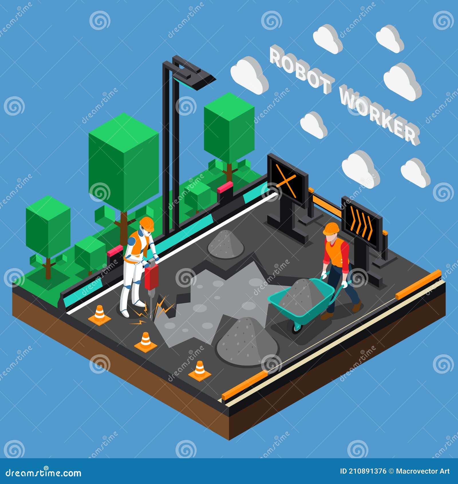 Robot Worker Professions 3d Design Concept Stock Vector - Illustration ...