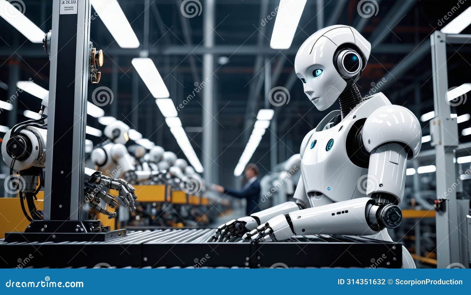 Robot Workforce in Modern Industry Stock Photo - Image of engineering ...