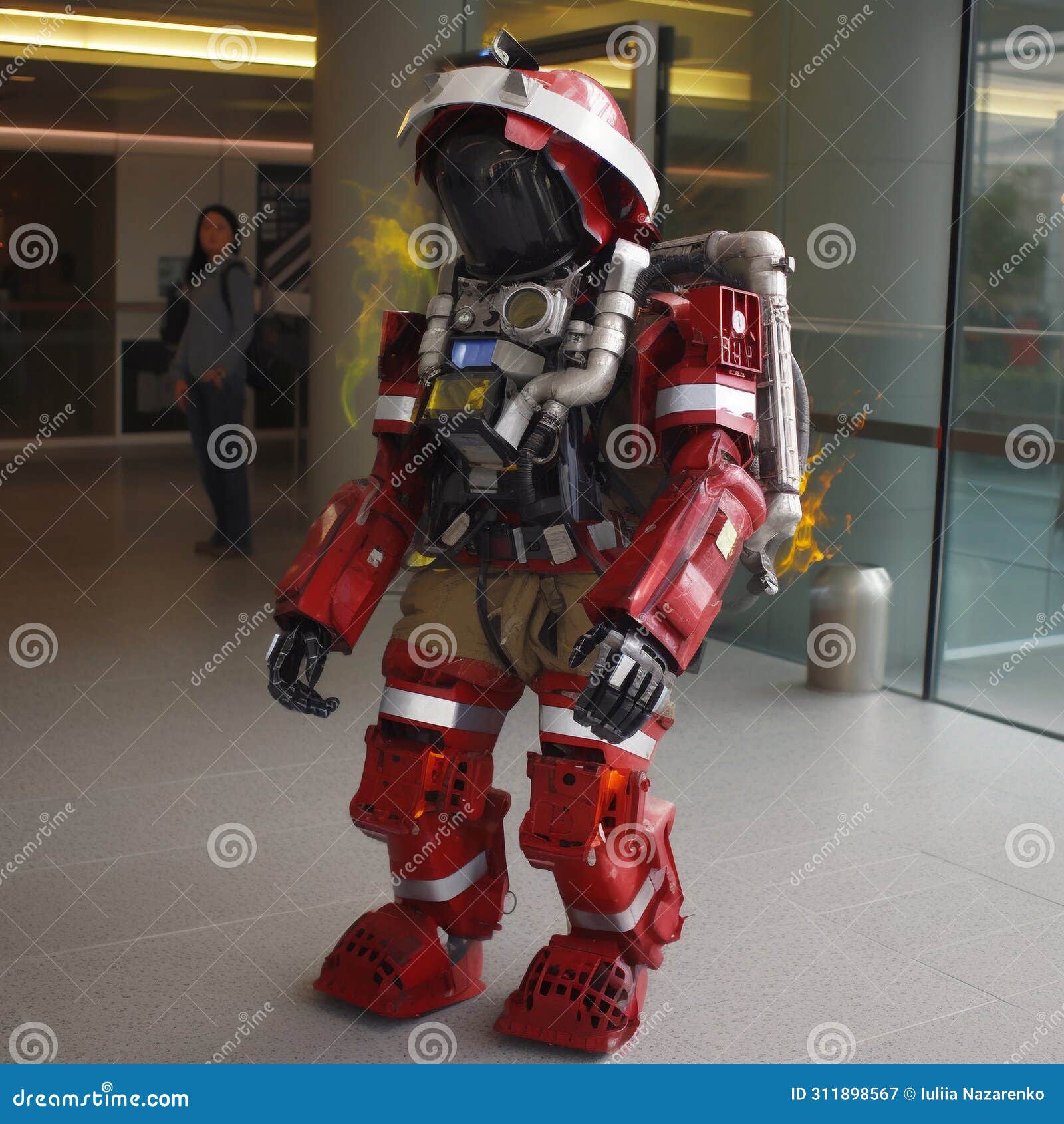 A Robot Working As a Firefighter. AI Generated Stock Illustration ...