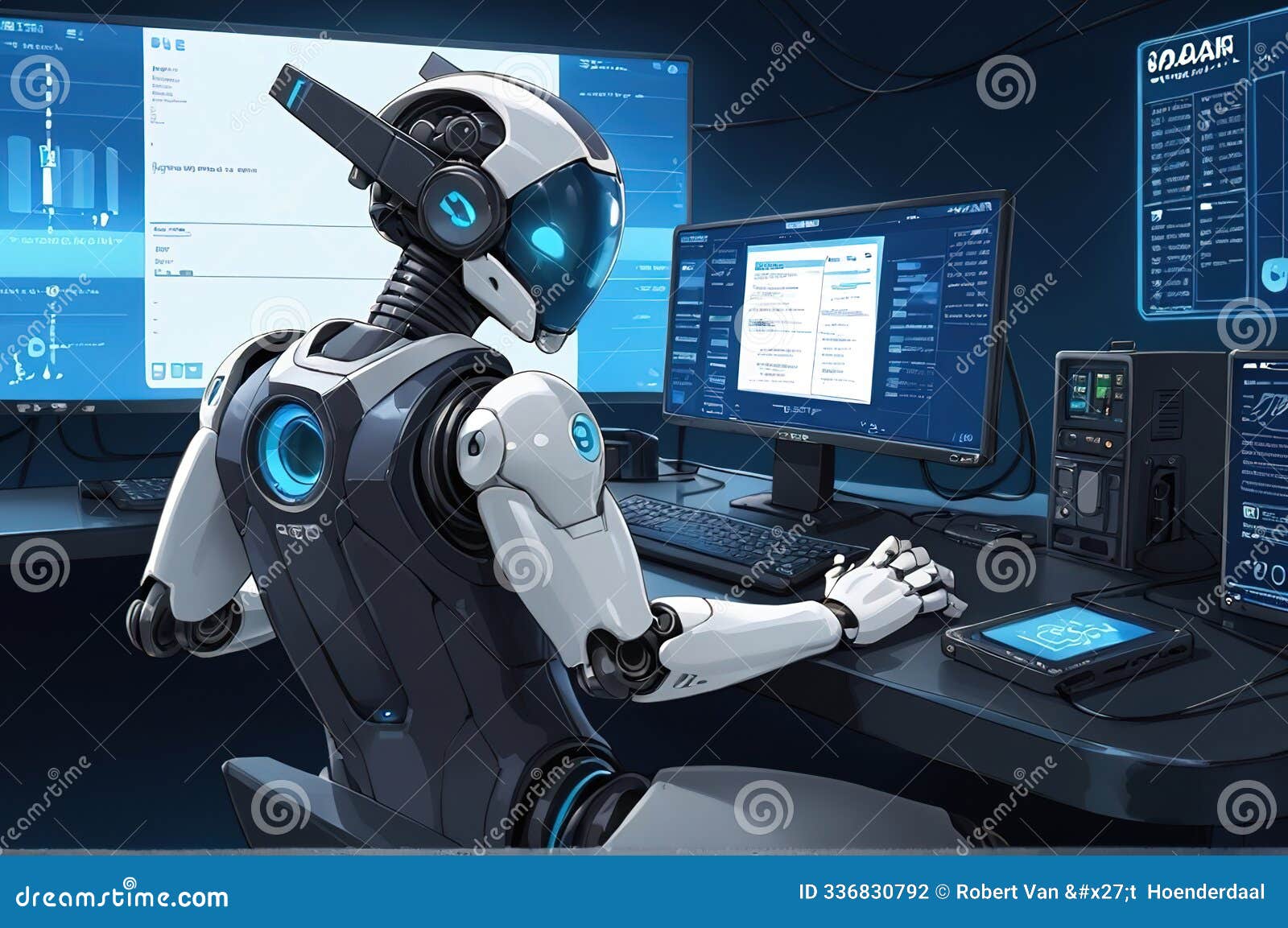 Robot Working Behind a Computer at 19-8-2024 Editorial Photography ...