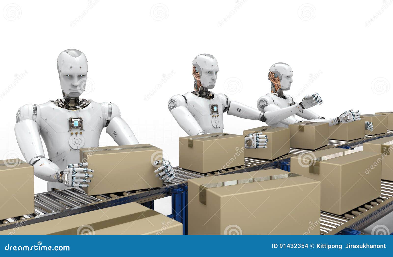 Robot Working with Carton Boxes Stock Photo - Image of controller ...