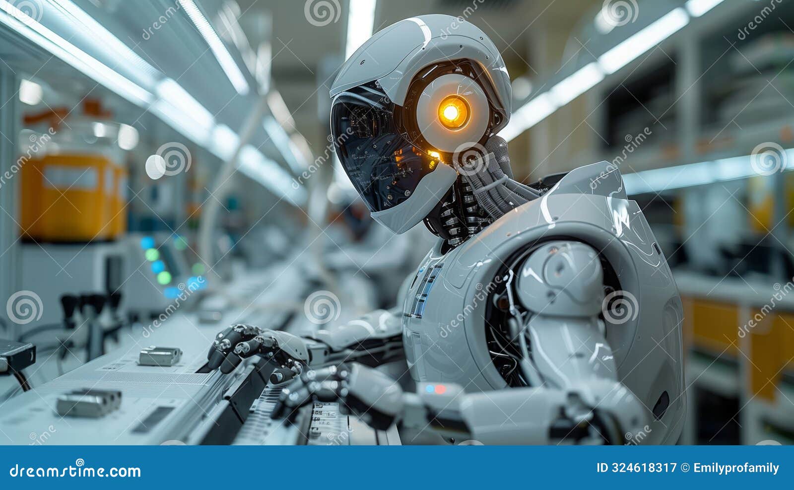 Robot Working in a High Tech Lab Stock Image - Image of worker ...