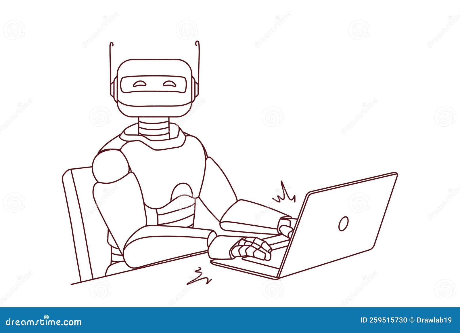 Robot Working on Laptop at Desk Stock Vector - Illustration of robot ... Robot Working on Laptop at Desk Stock Vector - Illustration of robot ...