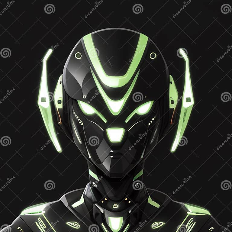 Robot Working with a Laptop in Front of a Binary Code Background Stock Illustration ...