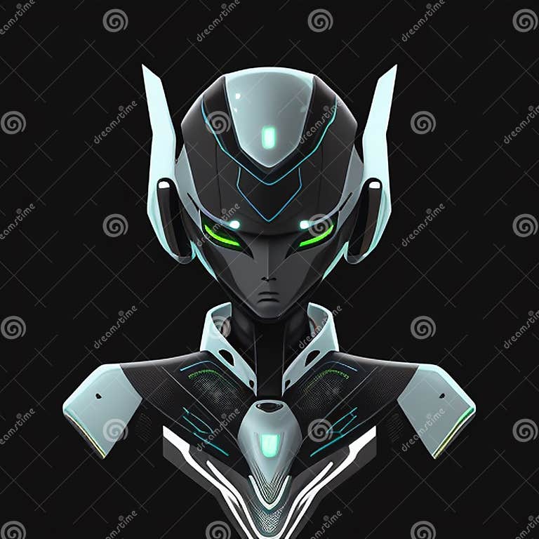 Robot Working with a Laptop in Front of a Binary Code Background Stock Illustration ...