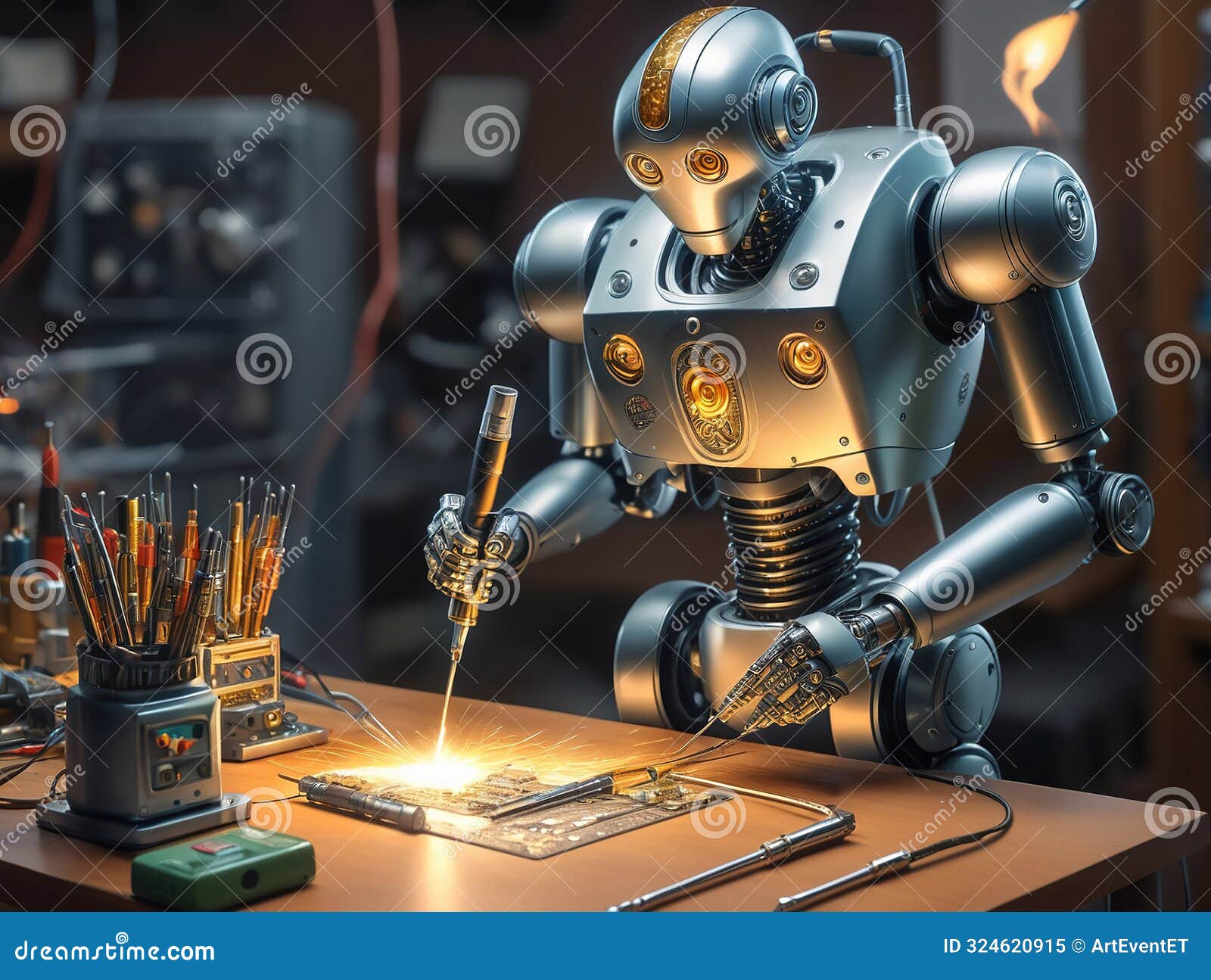 Robot Working - Robot Soldering Wires Using Soldering Iron and Solder ...