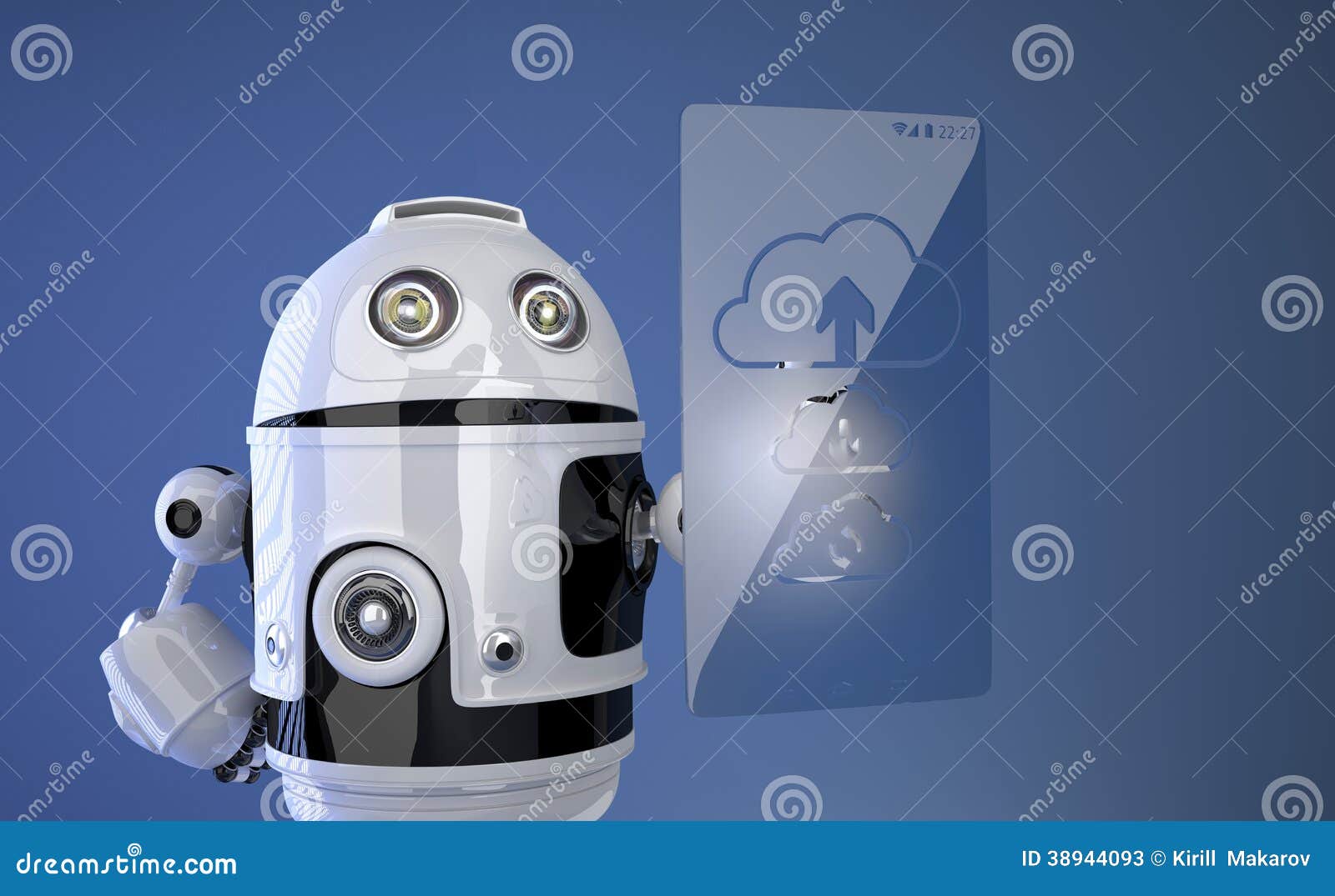 Robot Works with Cloud Computer Stock Illustration - Illustration of ...