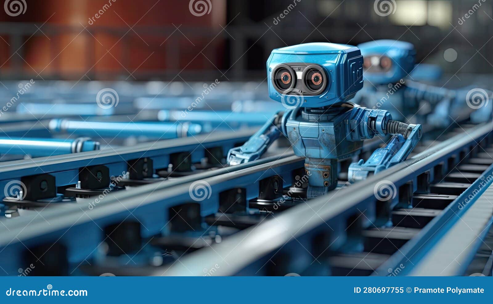 Robot Works on the Conveyor Belt. Artificial Intelligence, Generative ...