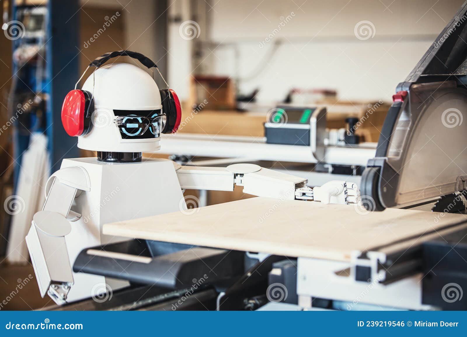 A Robot Works Fully Automatically in a Carpentry Workshop Stock Photo ...