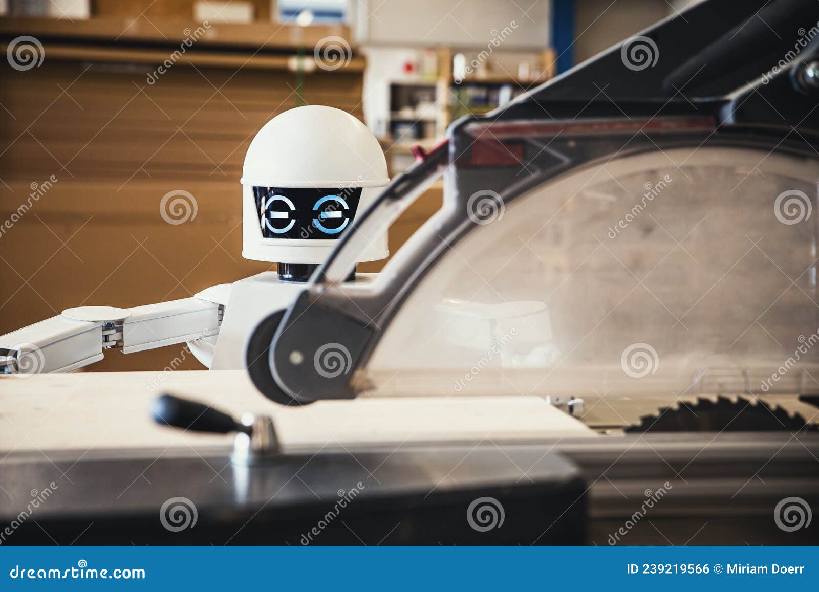 The Robot Works In The Server Room. A Mechanical Hand Switch Wires In ...