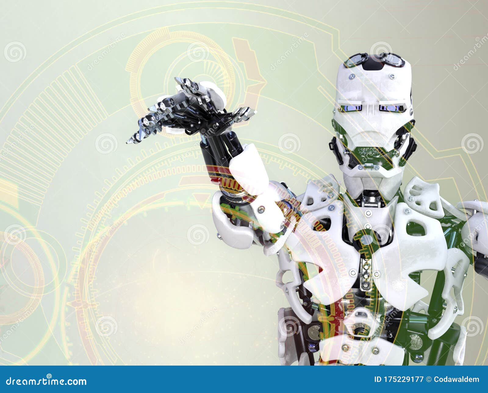 Robot that Works with Virtual Display. Stock Illustration ...