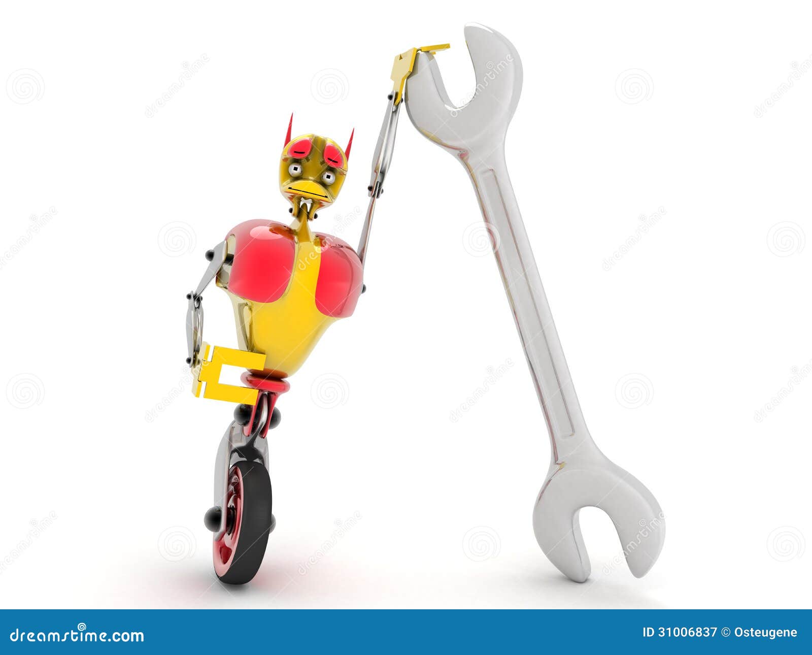 Robot and a wrench stock illustration. Illustration of wheel - 31006837