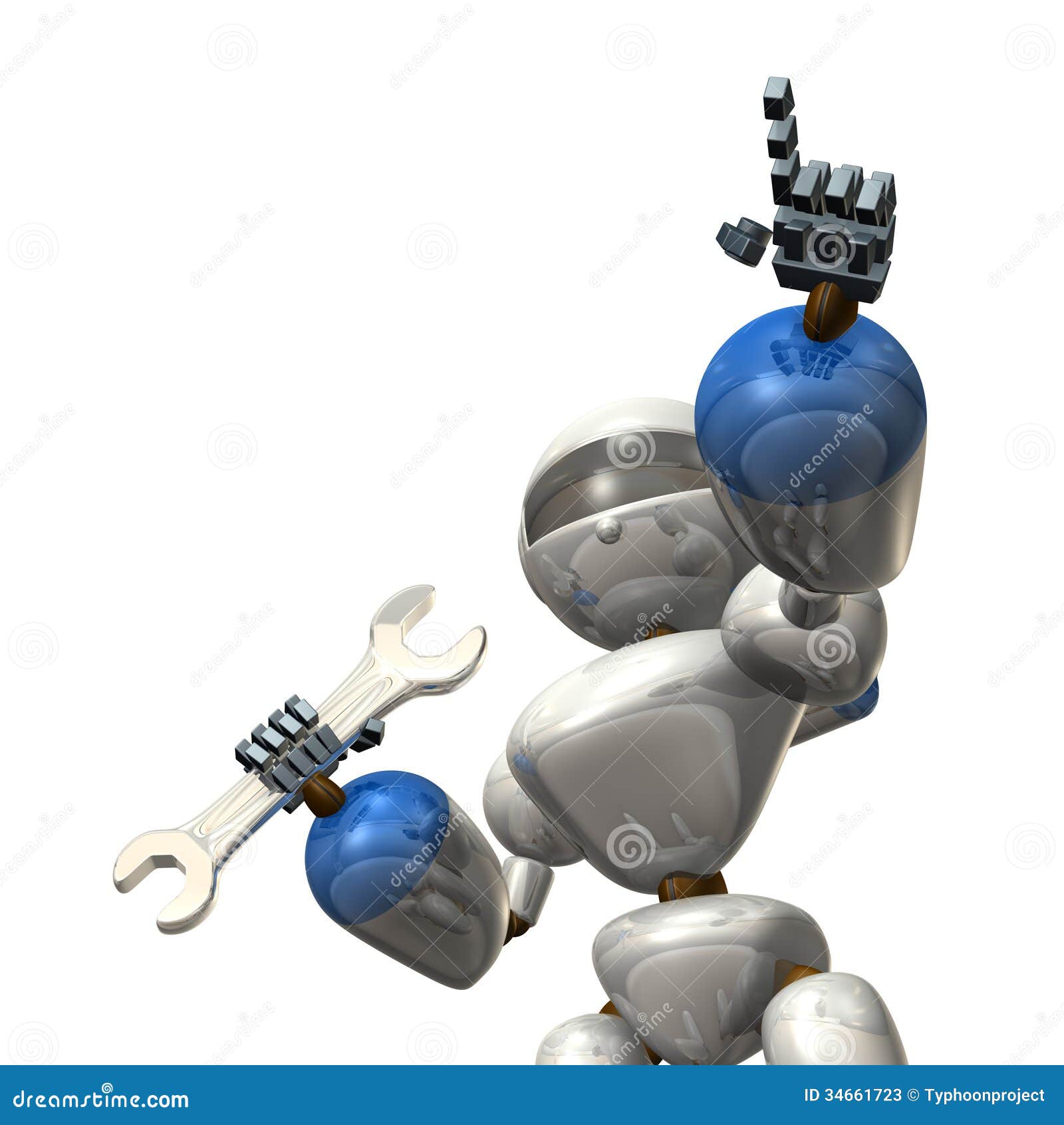Robot with a wrench stock illustration. Illustration of decide - 34661723