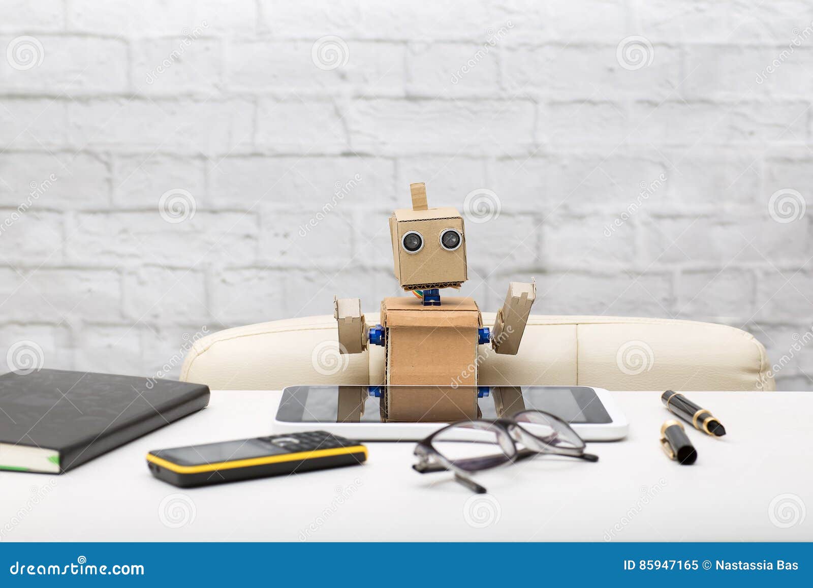 Robot Writes in the Course of Work, Diary, Pen, Tablet Stock Image ...