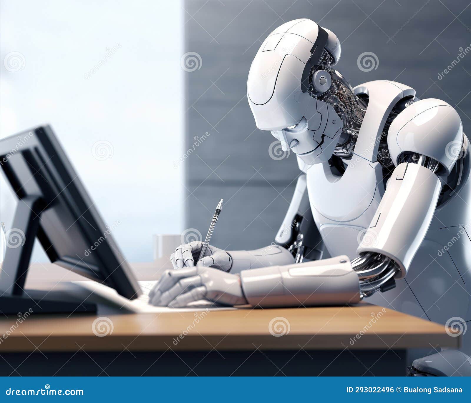 Robot Writing a Letter Using Artificial Intelligence. Stock ...