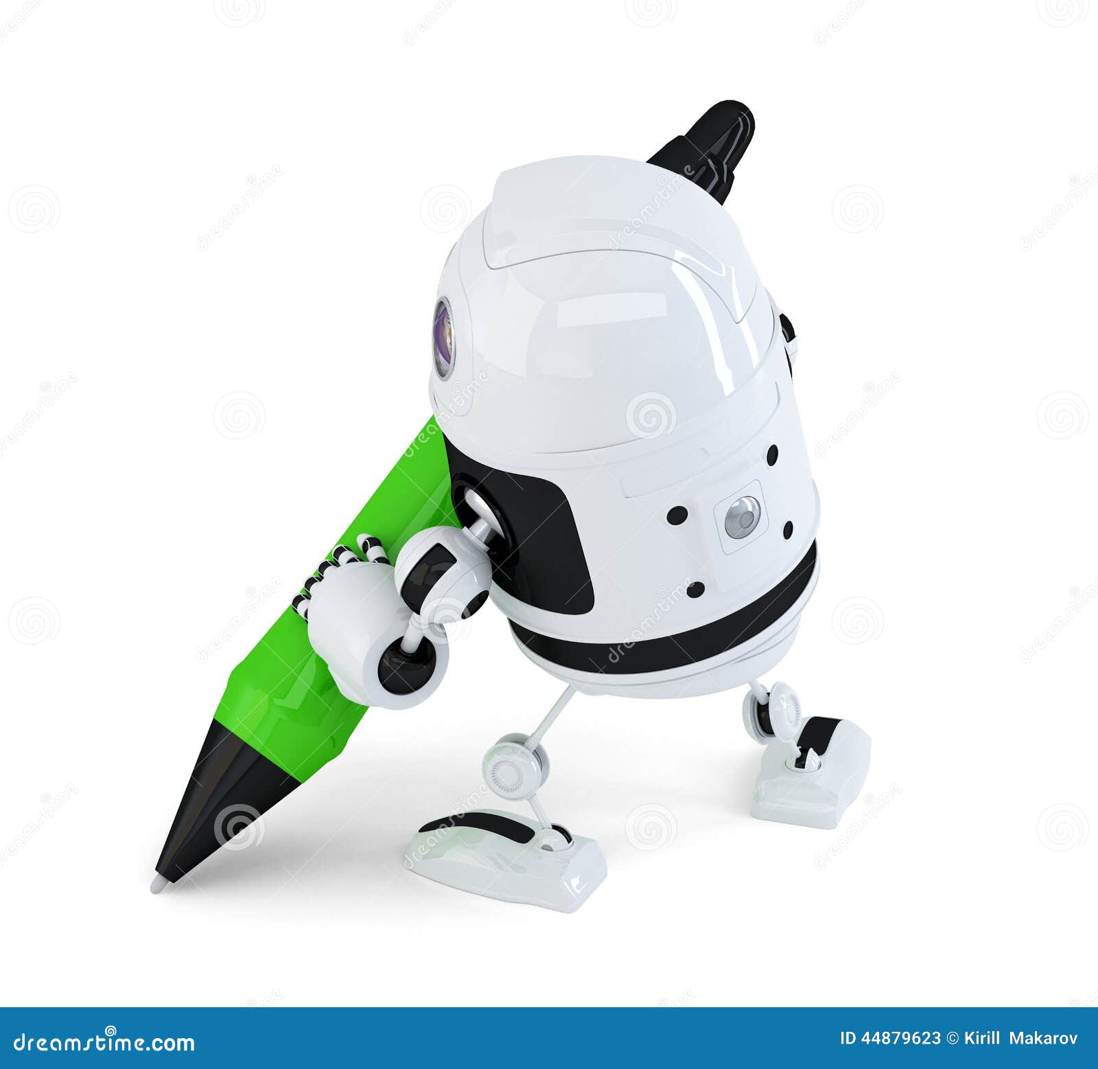 Robot Writing With A Pen. Isolated. Contains Clipping Path Royalty-Free ...