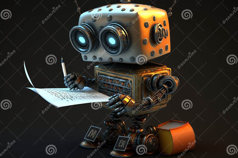 Robot Writing a Note in a Notebook. Generative AI Stock Illustration ...