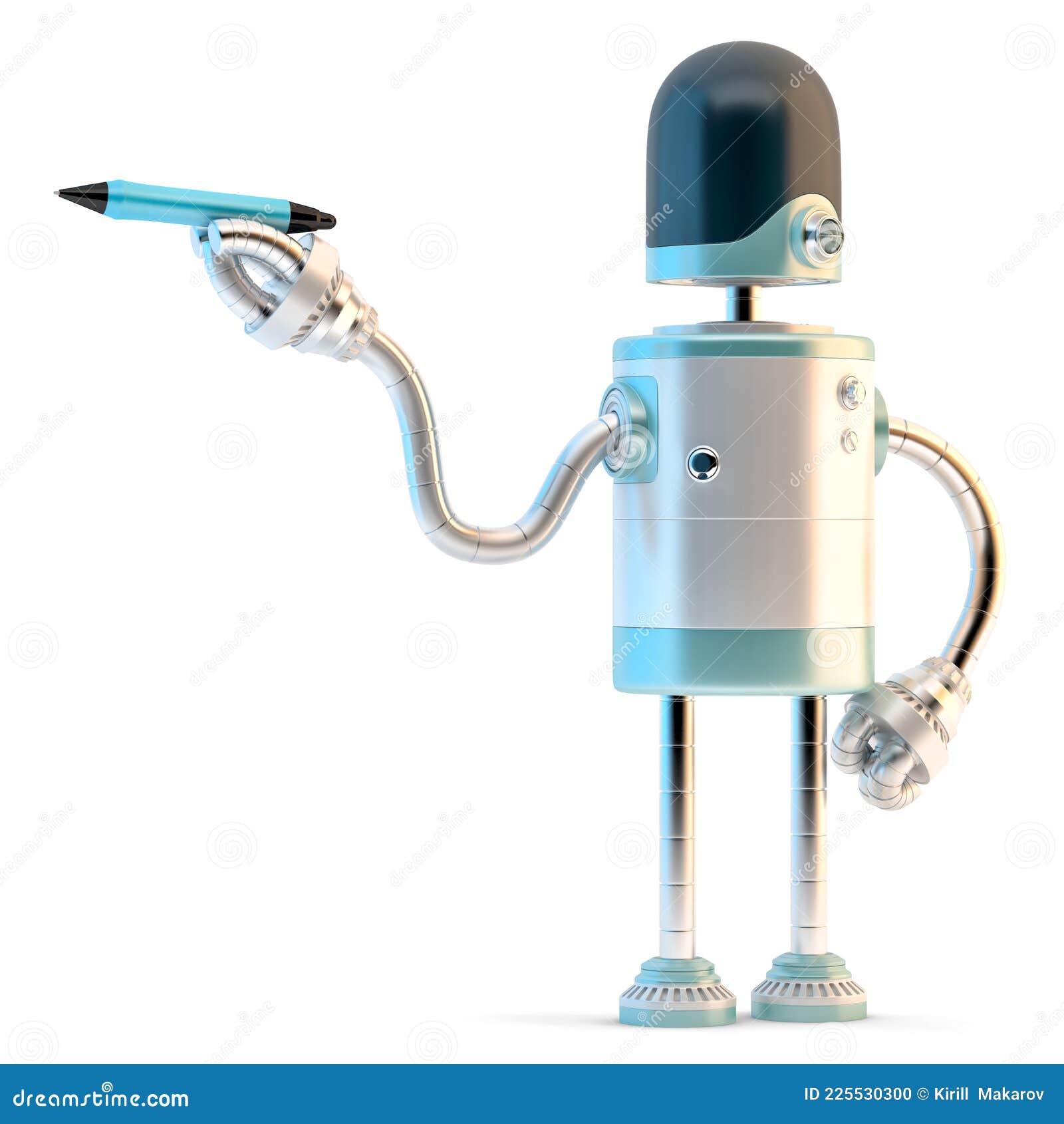 Robot Writing With A Pen. Isolated. Contains Clipping Path Royalty-Free ...