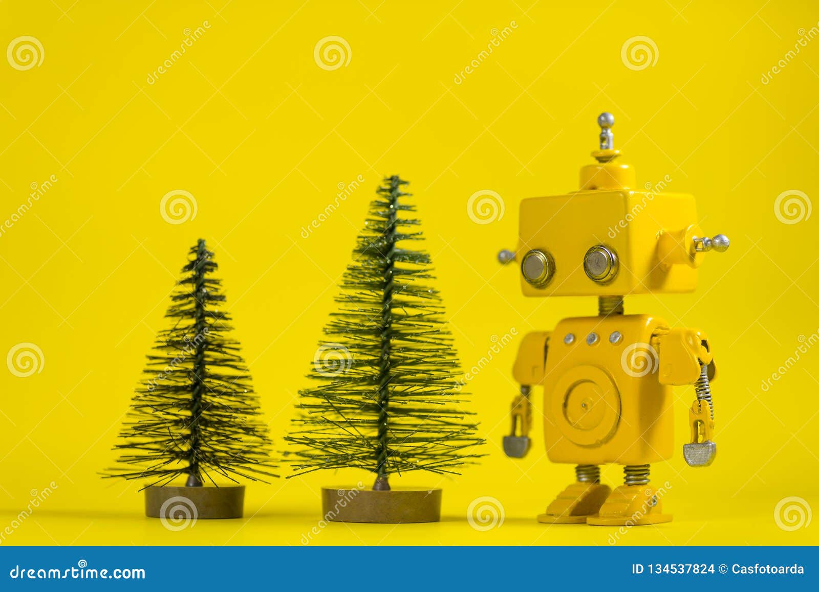Robot on a Yellow Background Stock Photo - Image of antenna, computer ...