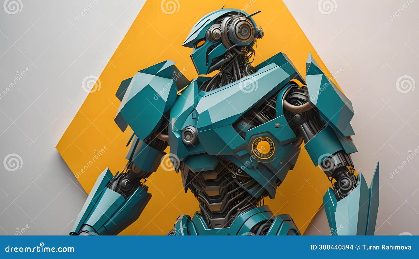 Robot with Yellow Background. Generative Ai Stock Illustration ...