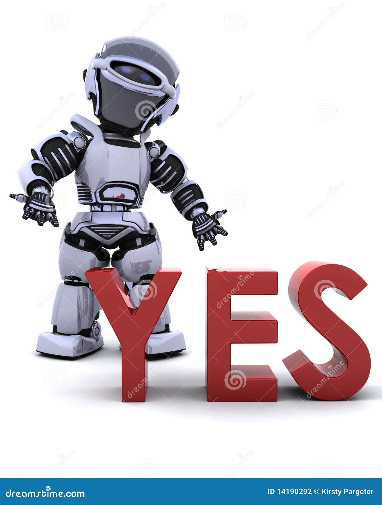 Robot with yes sign stock illustration. Illustration of agreement ...