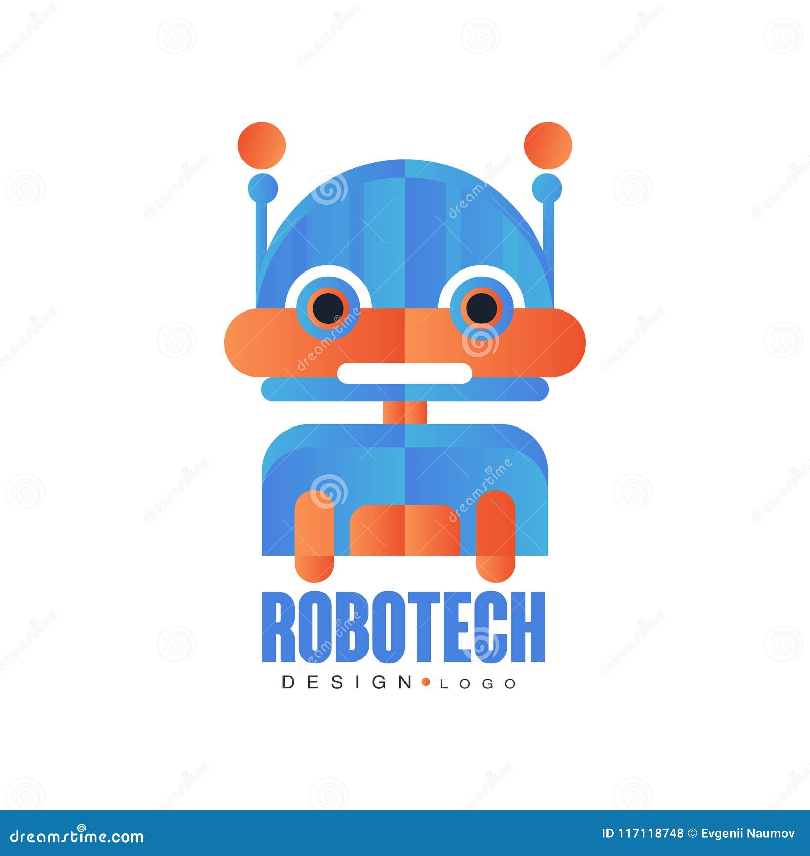 Robotech Logo, Badge with Friendly Robot, Design Element for Company ...