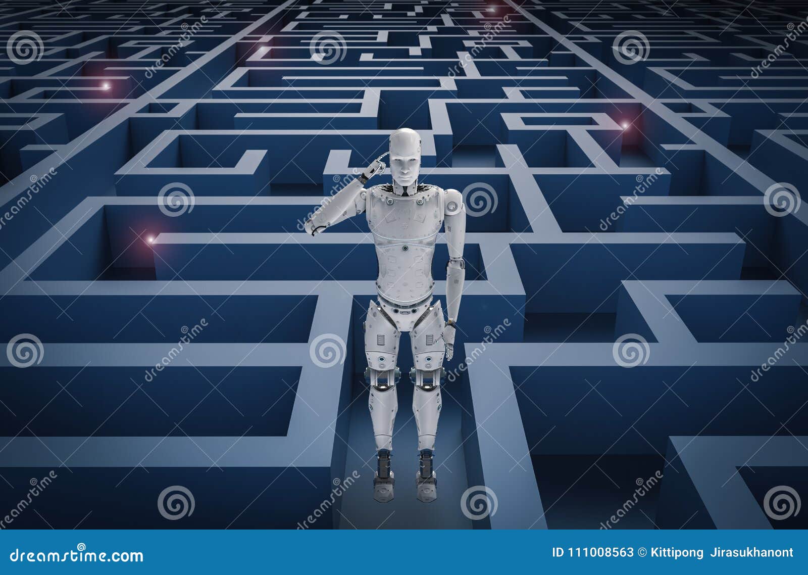 Roboter im Labyrinth stock abbildung. Illustration von durcheinander ...