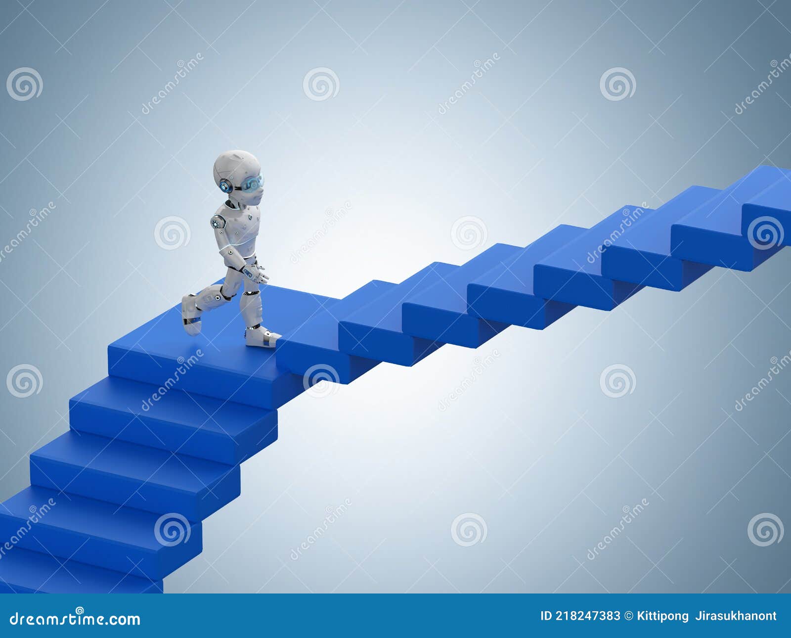 Roboter Klettern Oder Gehen Auf Treppe Stock Abbildung - Illustration ...