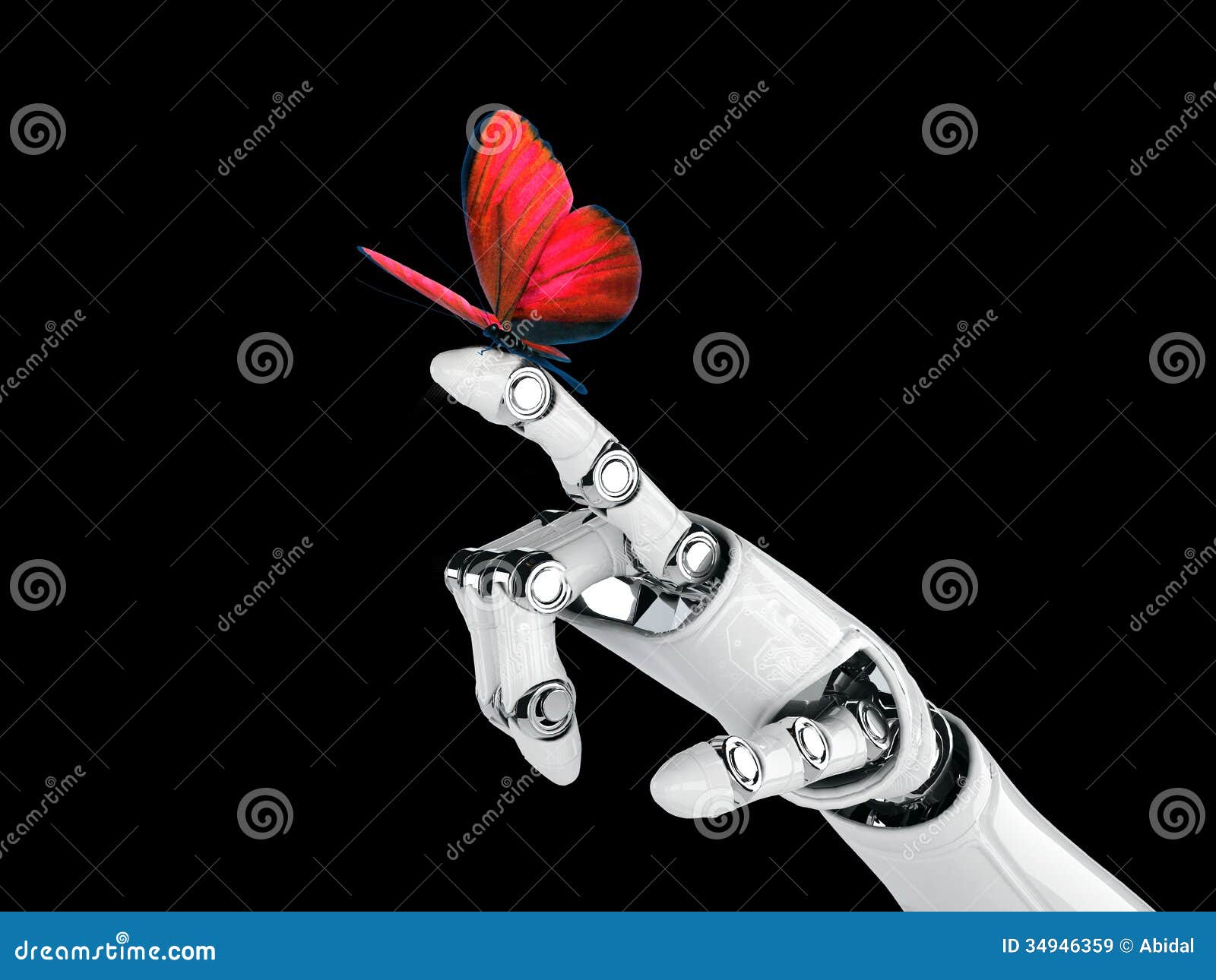Robothand en vlinder stock illustratie. Illustration of karakter - 34946359