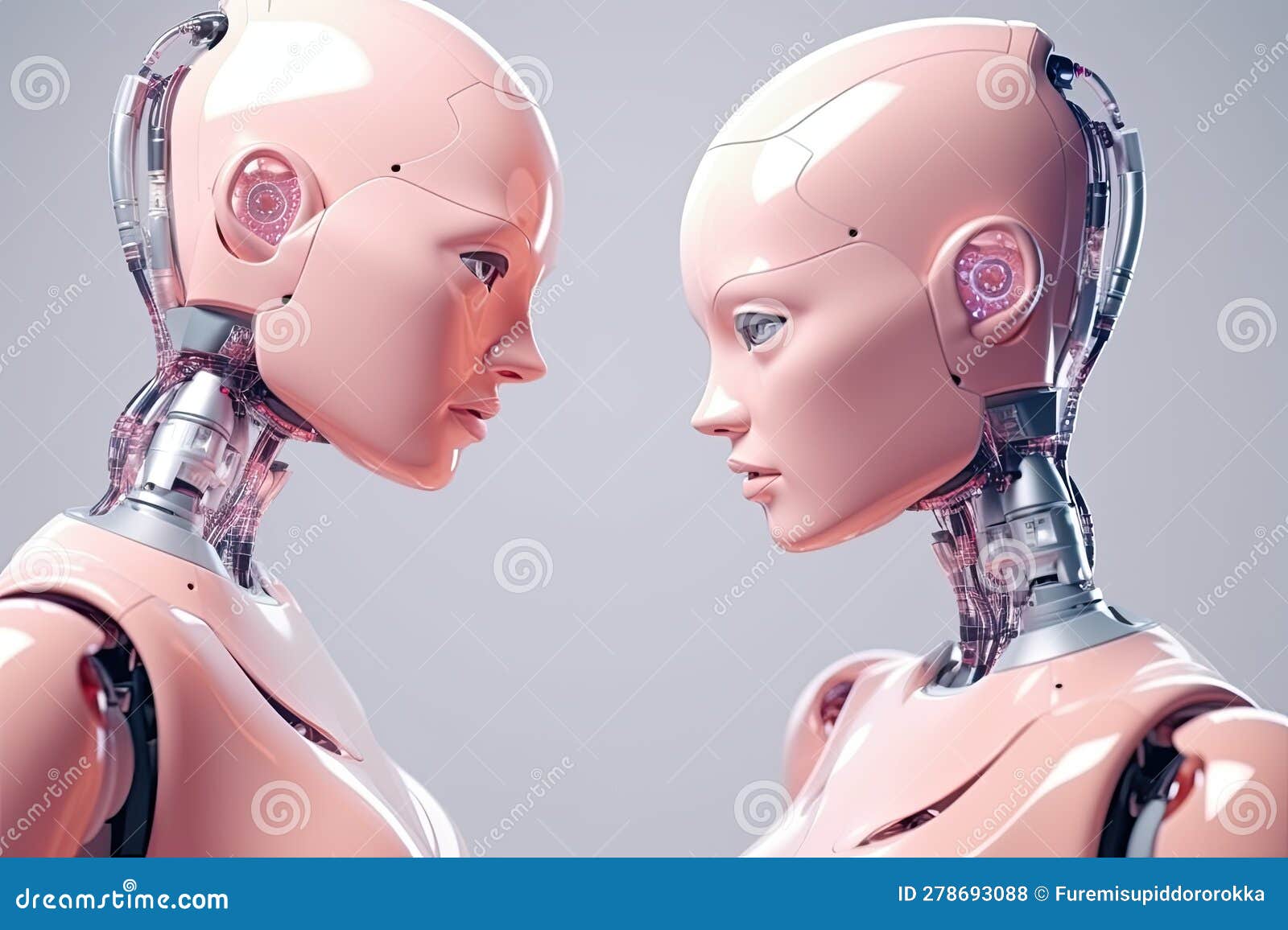 Robotic Ai . Futuristic Technology or Machine Learning . Humanoid Face ...