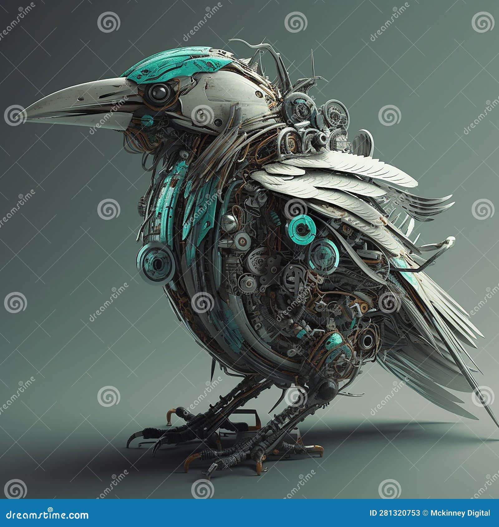 Robotic Crow with Lights at Night. Created Using Ai Generative. Stock ...