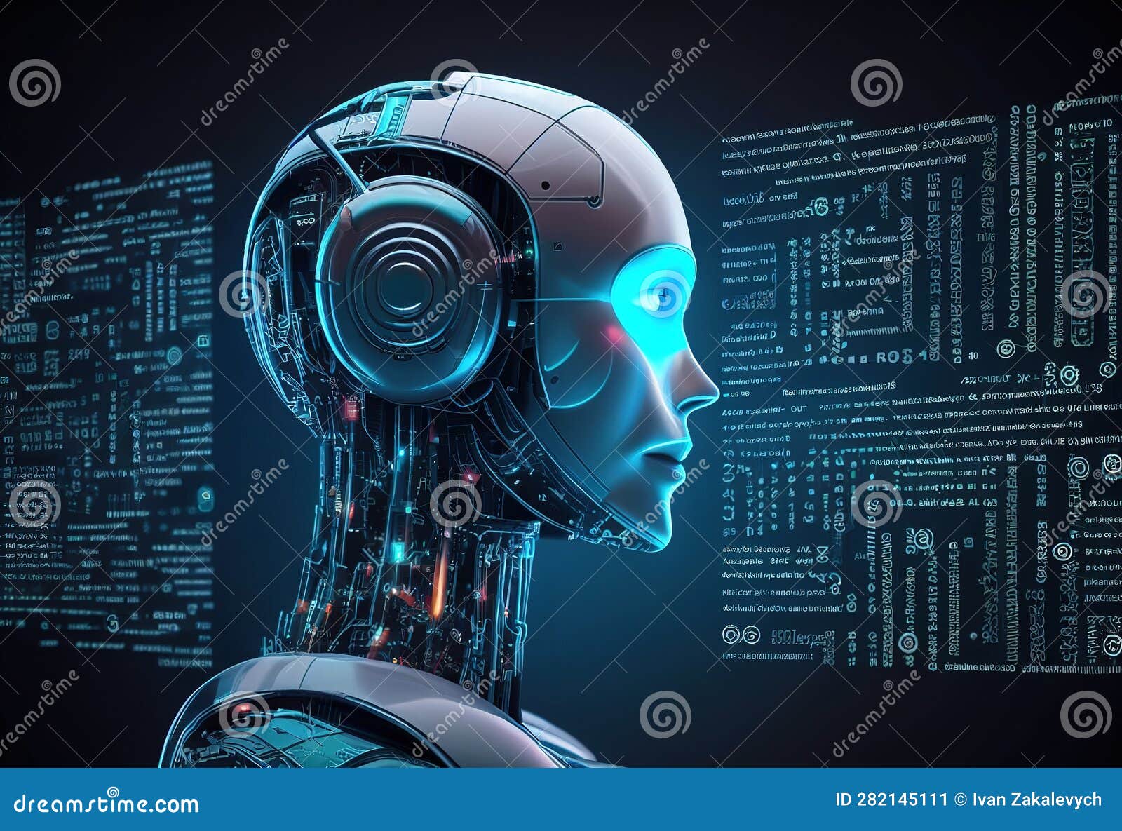 Robotic Aichat Bot. Futuristic Technology or Machine Illustration. Ai ...
