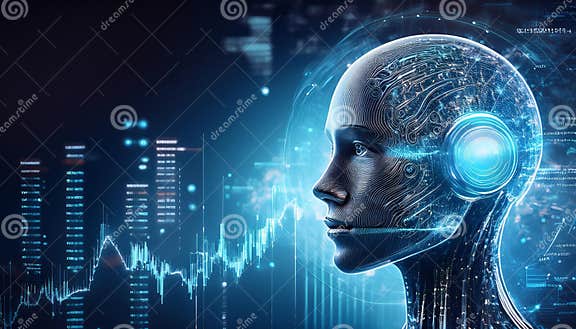 Robotic Algorithm Coding Itself, Surrounded by Financial Data Streams, [self-learning AI ...