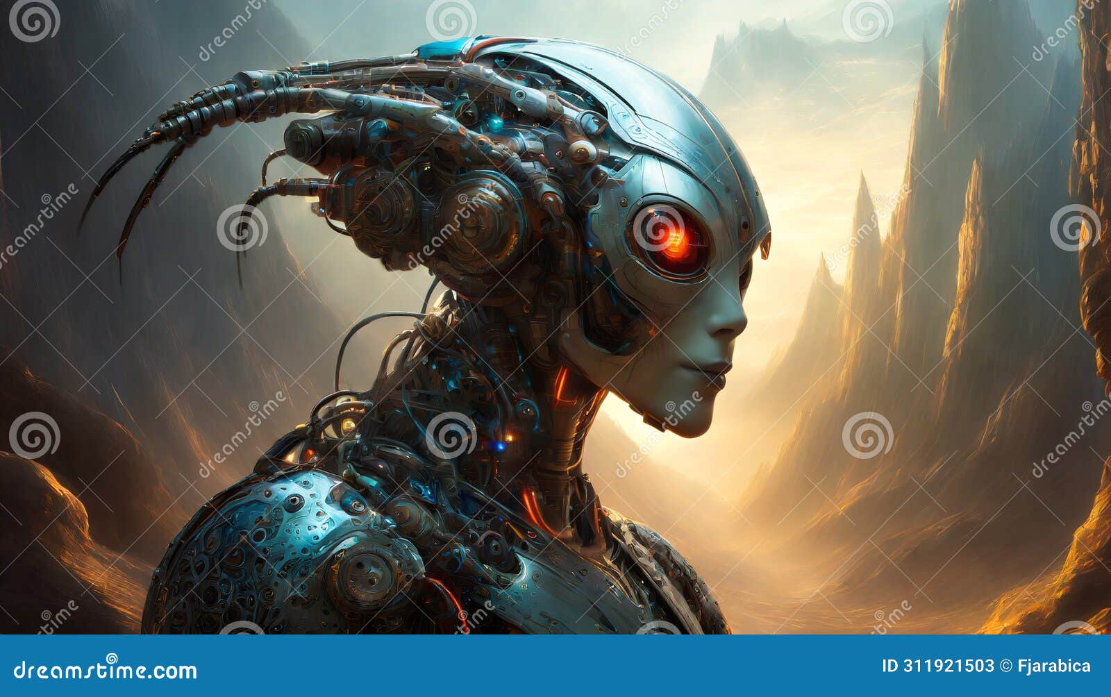 Robotic alien stock illustration. Illustration of darkness - 311921503