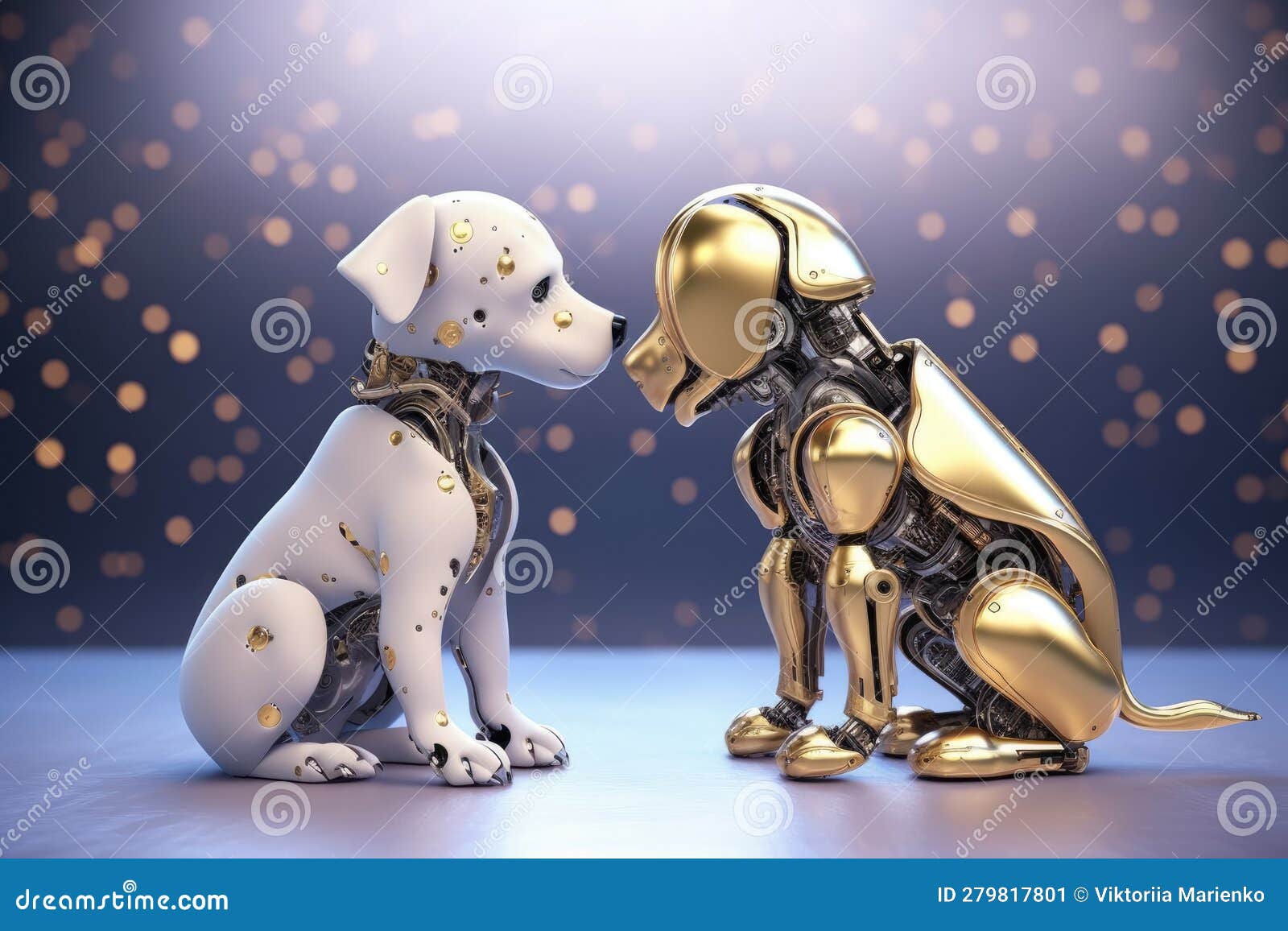 Robotic Android Dogs in the Future. Generative AI Stock Illustration ...