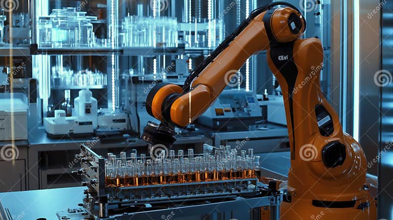 Robotic Arm Analyzing Samples in High Tech Laboratory Stock Image ...