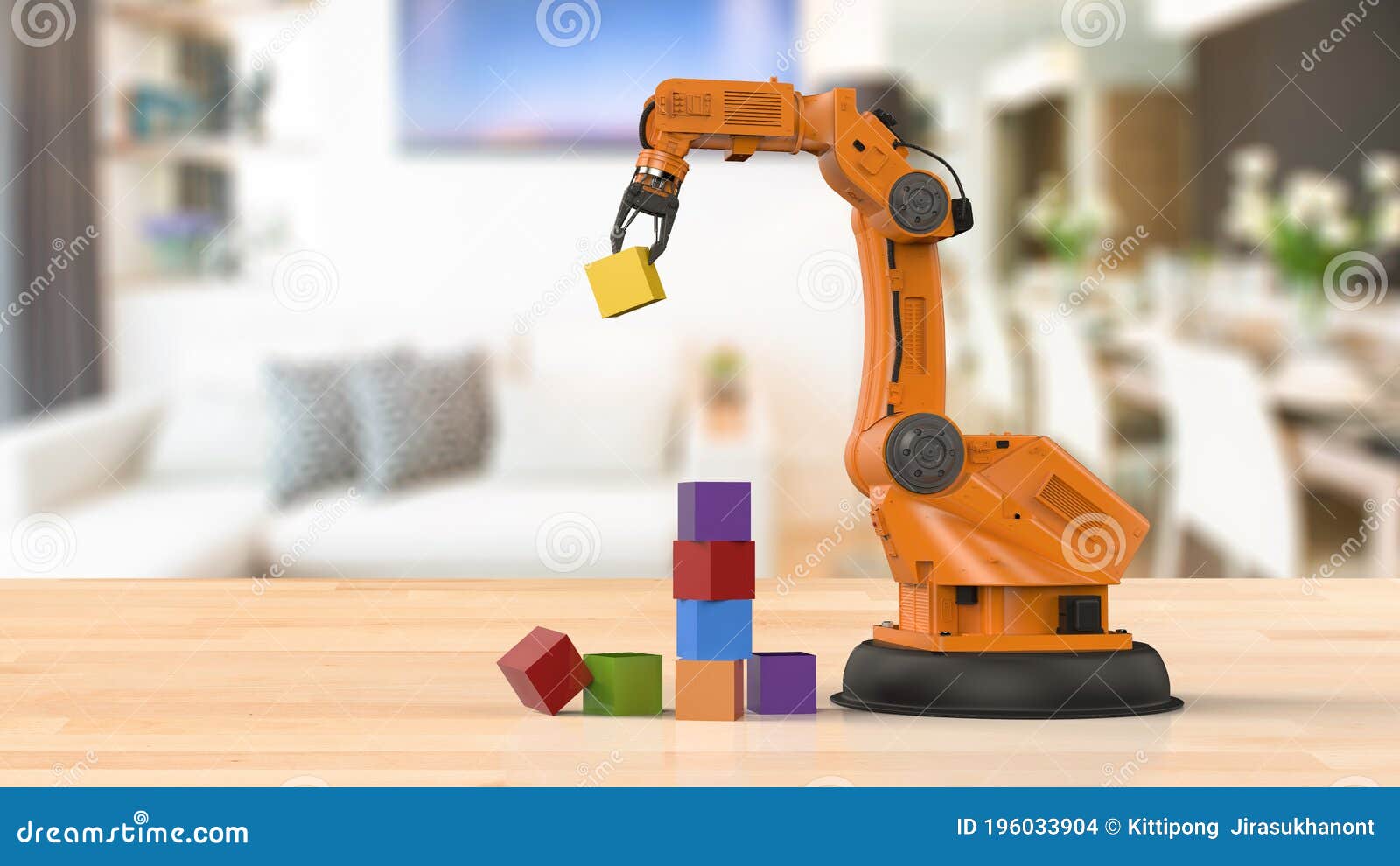 Robotic Arm Arrange Toy Blocks Stock Photo | CartoonDealer.com #192936384