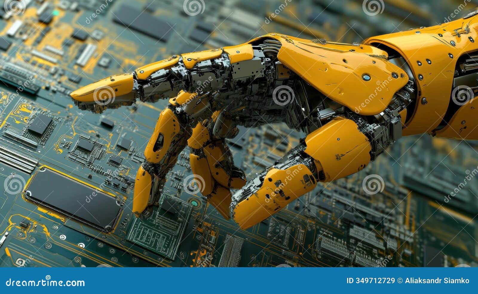 Robotic Arm Assembling Circuit Boards Representing Automation Stock ...