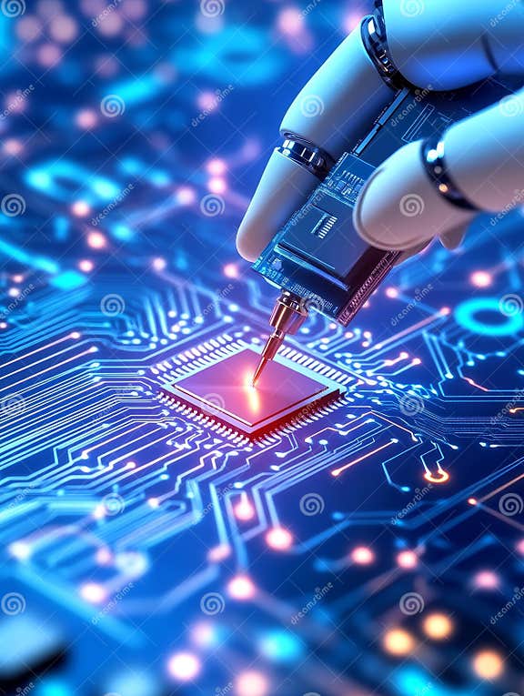 Robotic Arm Assembling Microchip Macro Shot Precision Robotic Arm ...