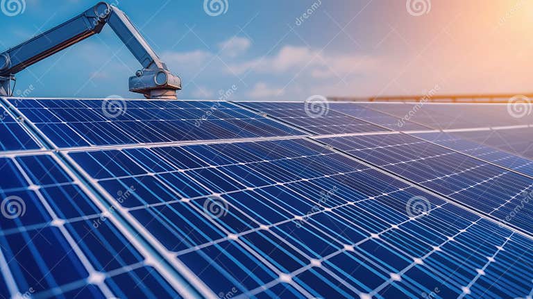 Robotic Arm Assembling Solar Panels for Renewable Energy Stock Image ...