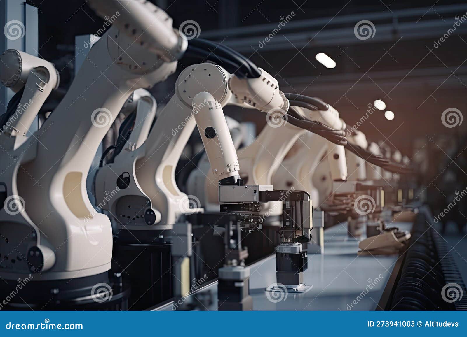 Robotic Arm Assembling Widgets On Factory Line Royalty-Free Stock ...
