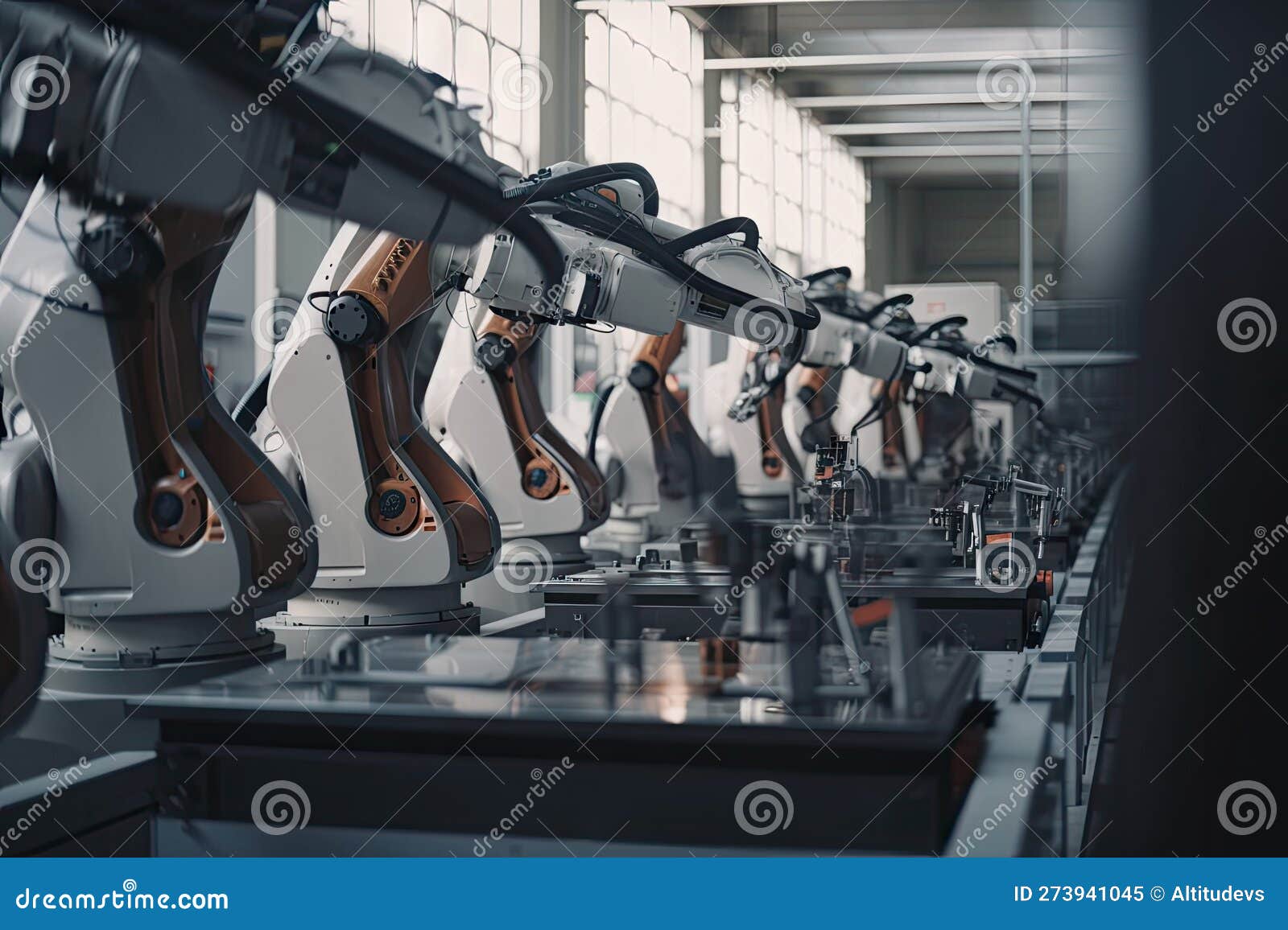 Robotic Arm Assembling Widgets On Factory Line Royalty-Free Stock ...
